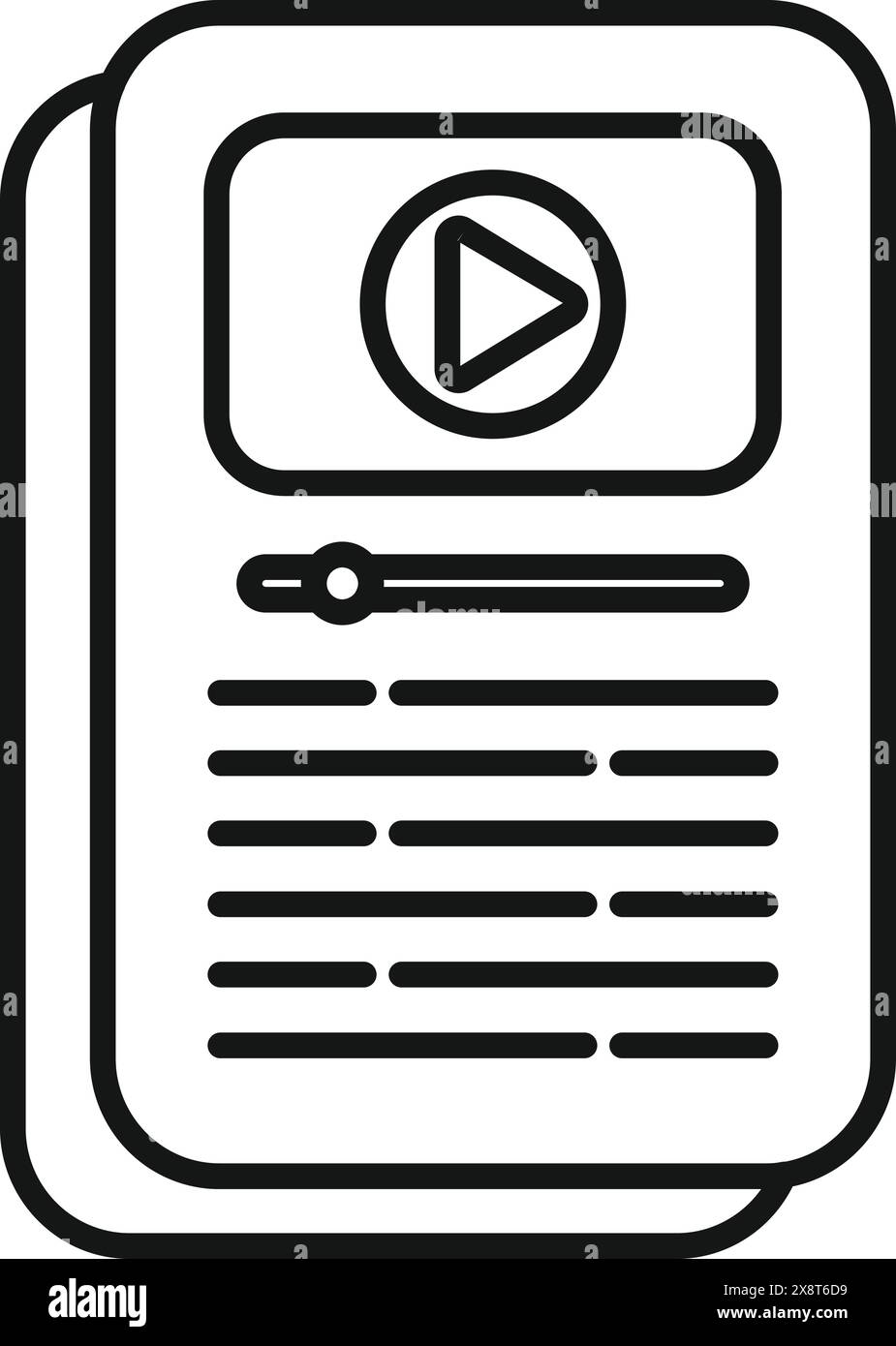 Line art icon of a book with play button symbolizing video learning or ...