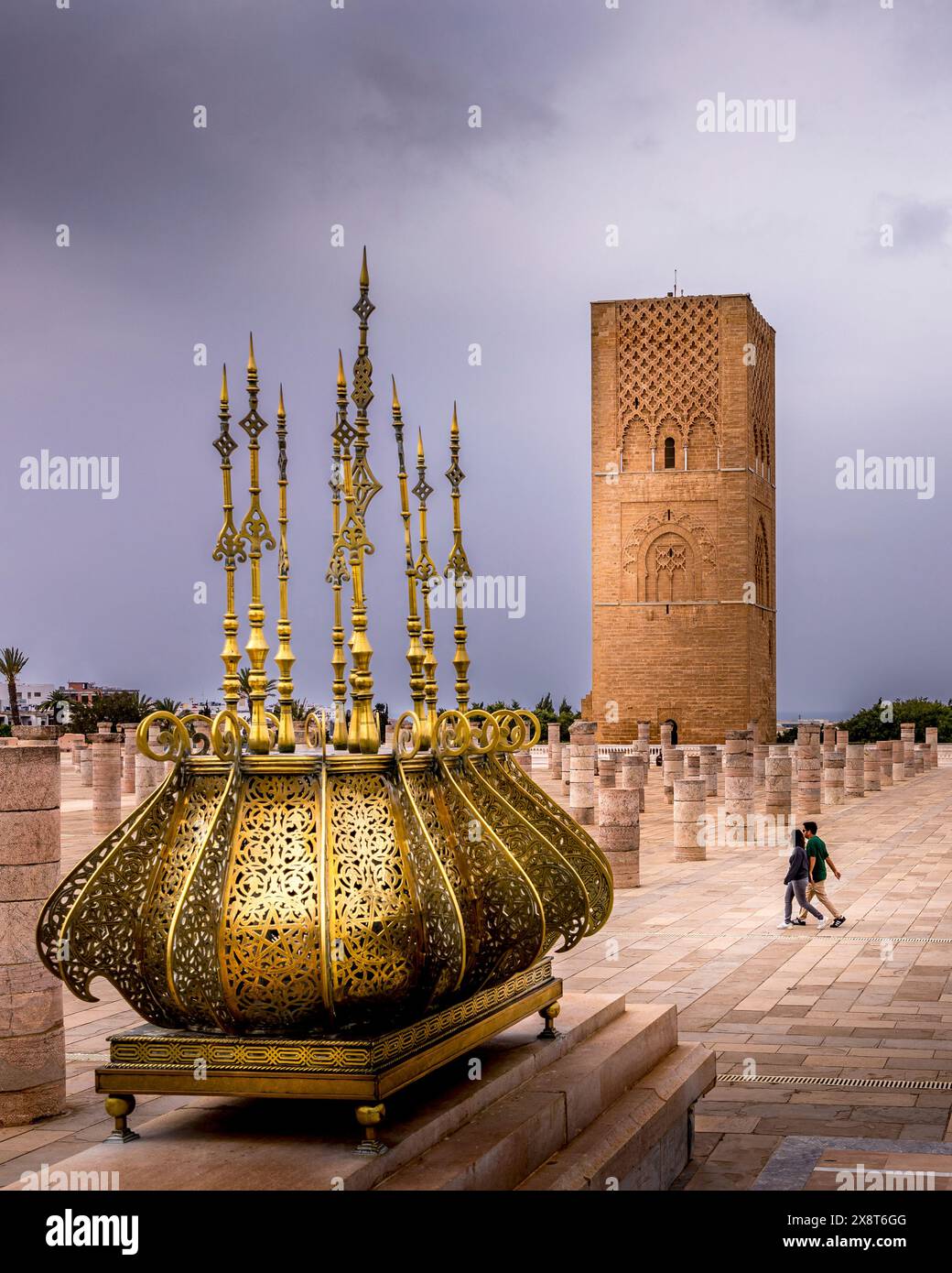 Rabat, Morocco - March 23, 2024: Hassan Tower at the Mausoleum of Mohammed V, built to honor the ...