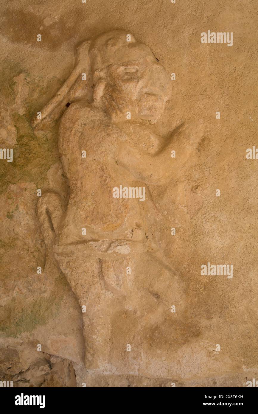 Figures of Stucco Relief, Castillo de Kukulcan, Mayapan Mayan ...