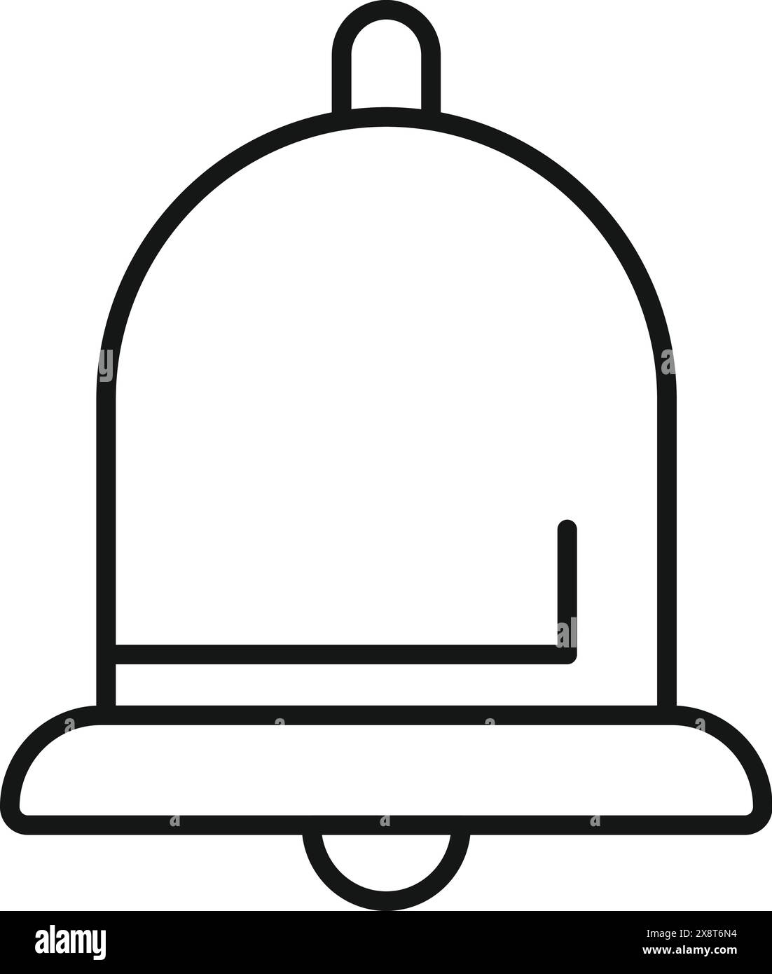 Vector illustration of a simple line art notification bell icon on a ...