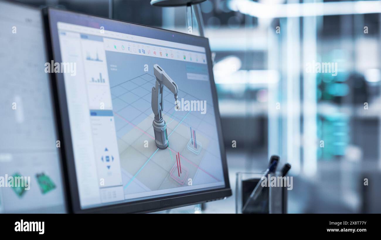 Close Up of a Computer Monitor Display with 3D Software Interface with ...