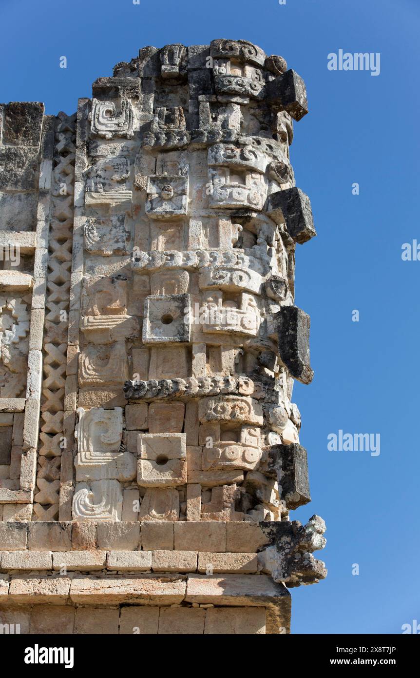 Chac Rain God Masks, Nuns' Quadrangle, Uxmal Mayan Archaeological site ...