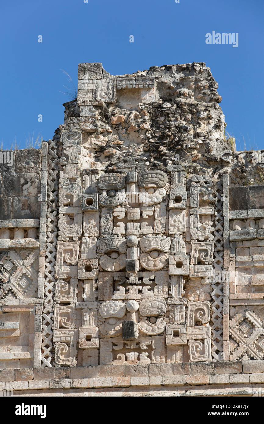 Chac Rain God Masks, Nuns' Quadrangle, Uxmal Mayan Archaeological site ...