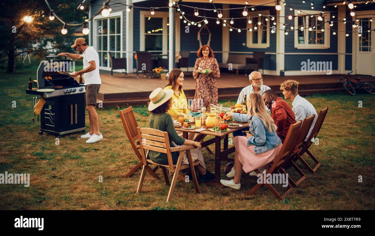 Parents, Children, Relatives and Friends Having an Open Air Barbecue ...