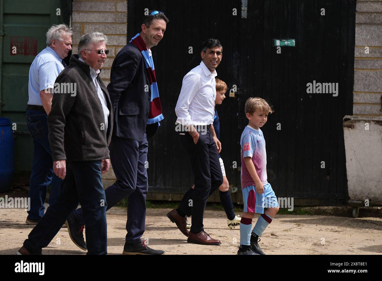 Prime Minister Rishi Sunak arrives for his visit to Chesham United ...