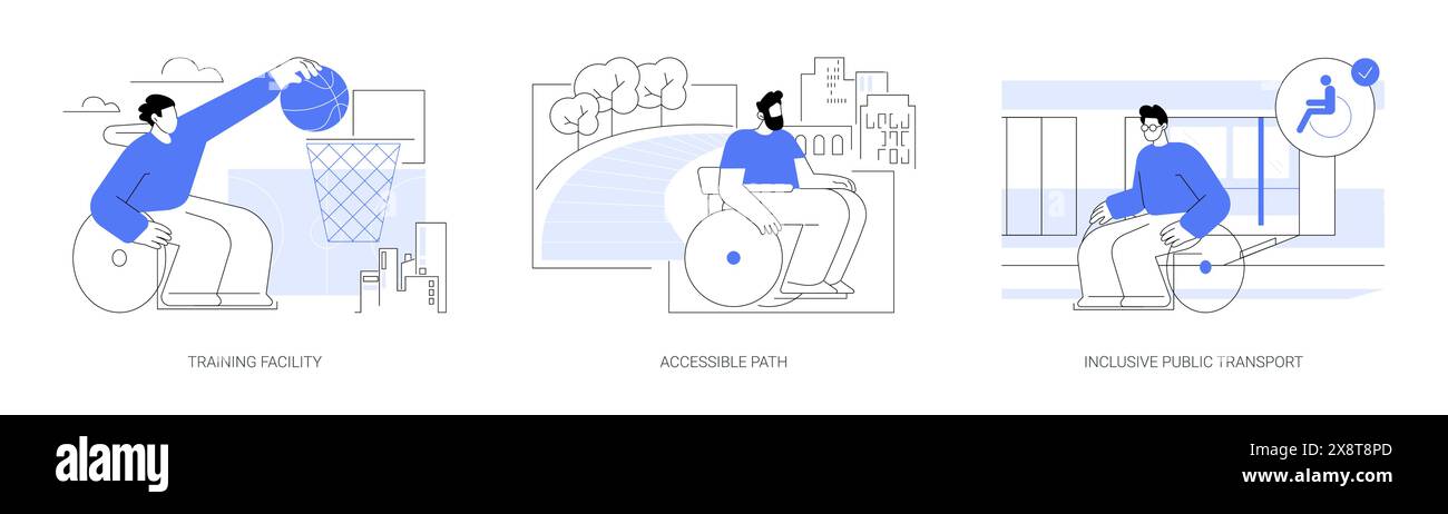 Urban facilities for disabled people isolated cartoon vector ...