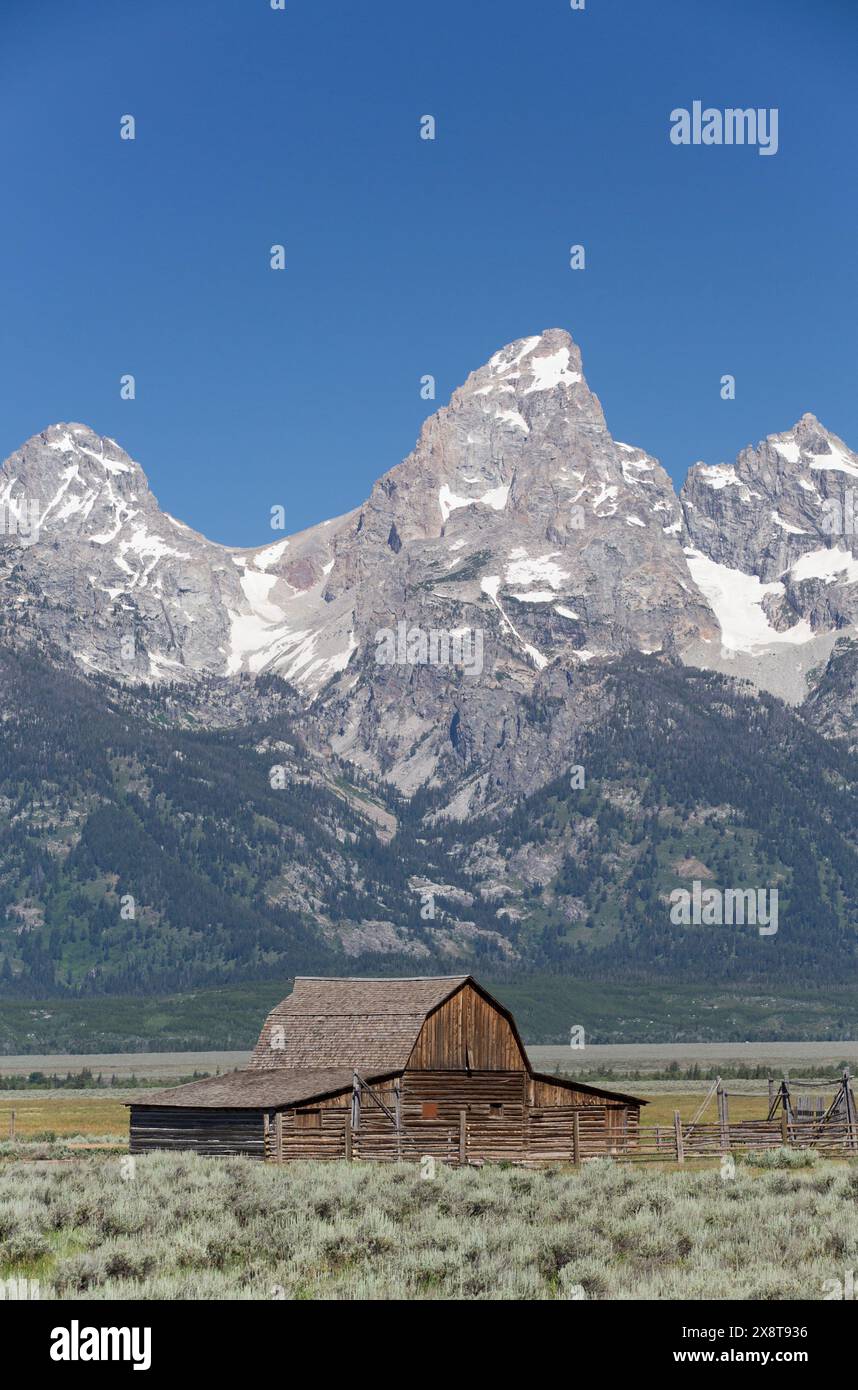 USA, Wyoming, Grand Teton National Park, Morman Row, John Moulton ...