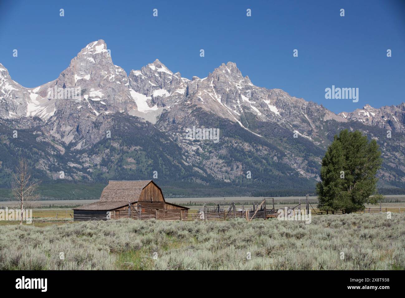 USA, Wyoming, Grand Teton National Park, Morman Row, John Moulton ...