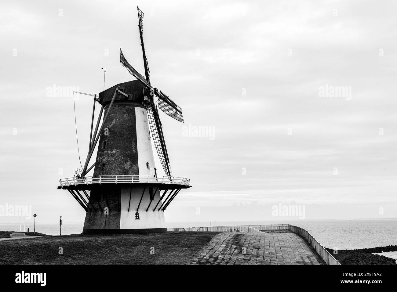 Ancient Mill Vlissingen, Netherlands. 18th centuray mill build on a sea ...