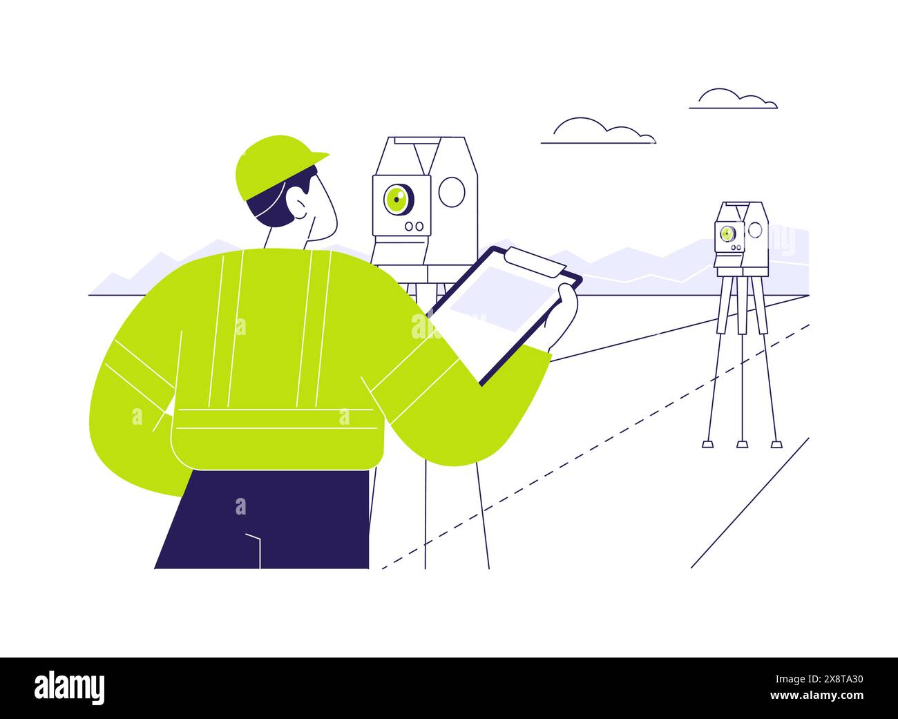 Road construction site survey abstract concept vector illustration ...