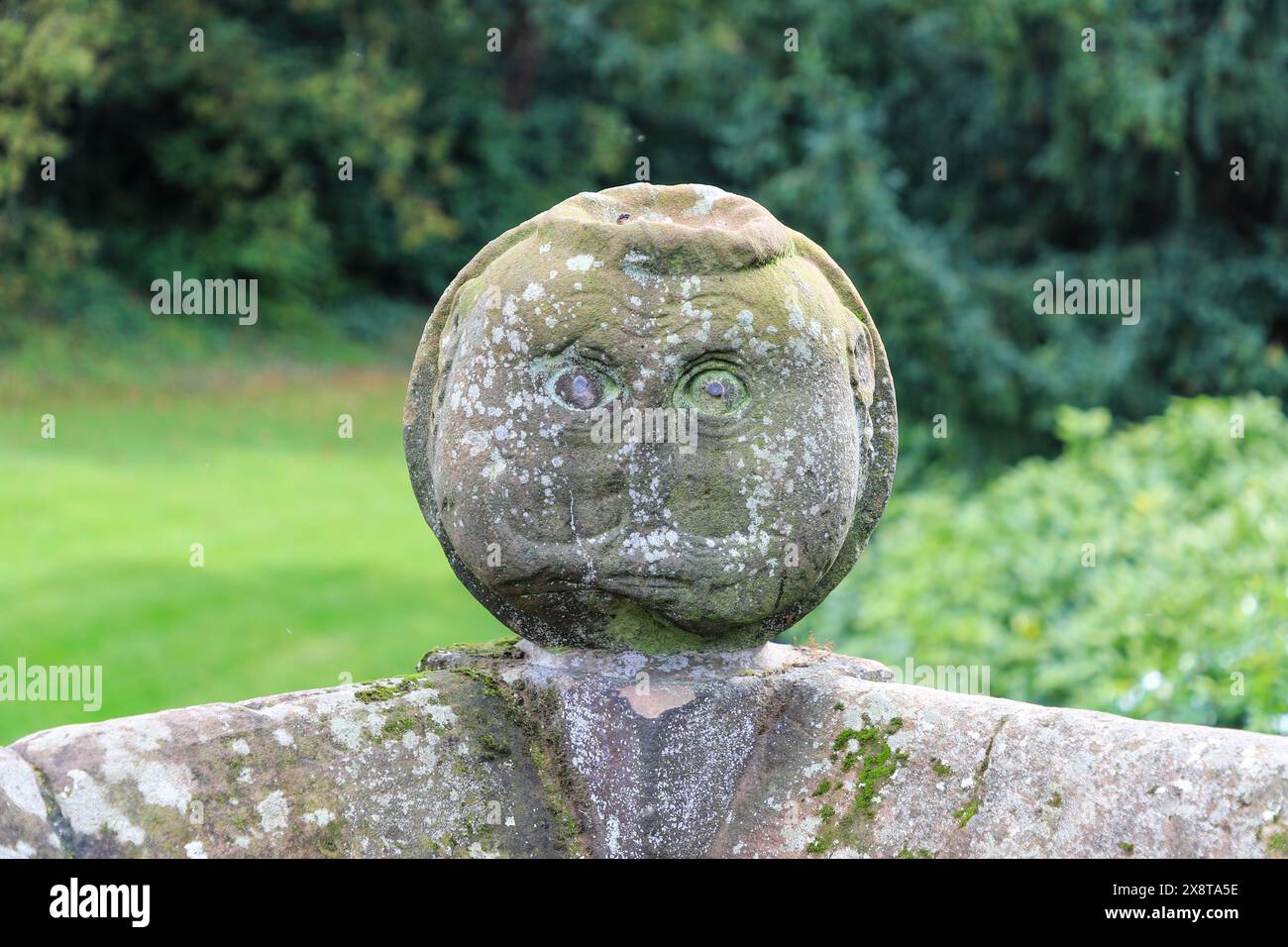 A stone carved head at Speke Hall, Speke, Liverpool, England, UK Stock ...