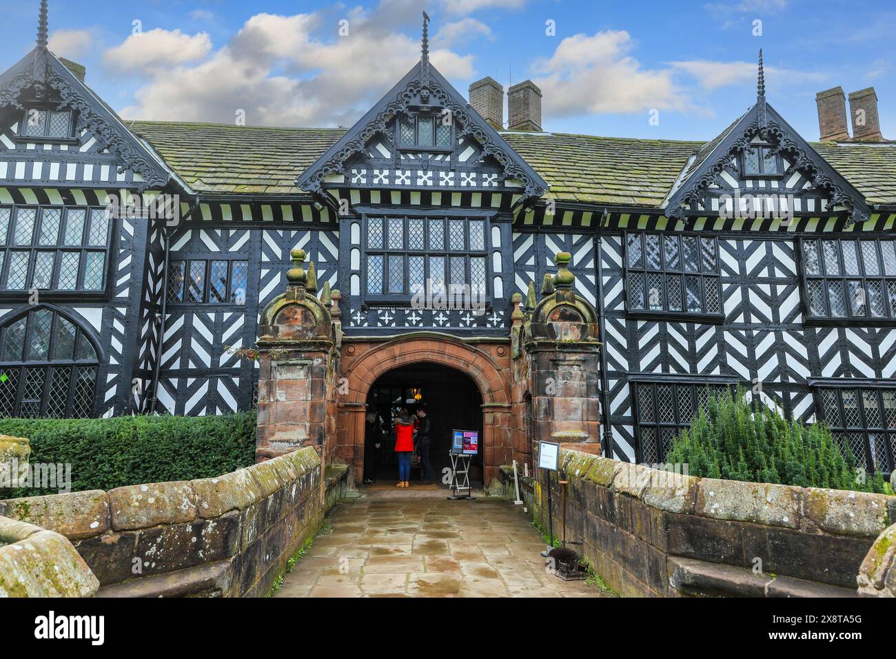 Speke Hall, a black and white painted wood-framed wattle-and-daub Tudor ...