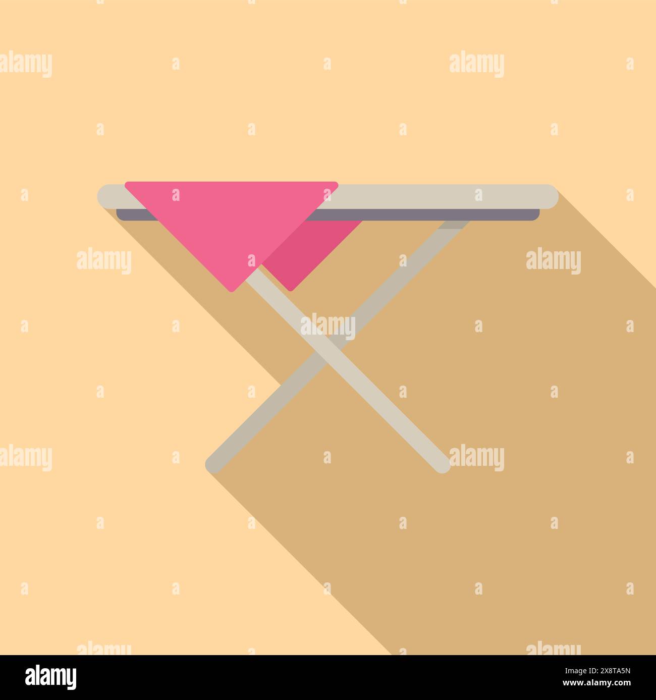 Minimalist vector illustration of a pink ironing board with a flat ...