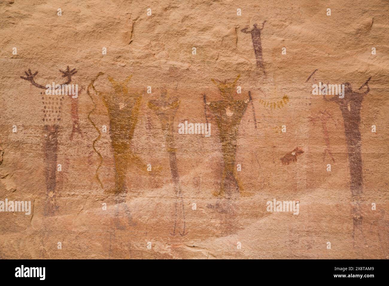 USA, Utah, San Rafael Swell, Buckhorn Wash Rock Art Panel, Barrier ...