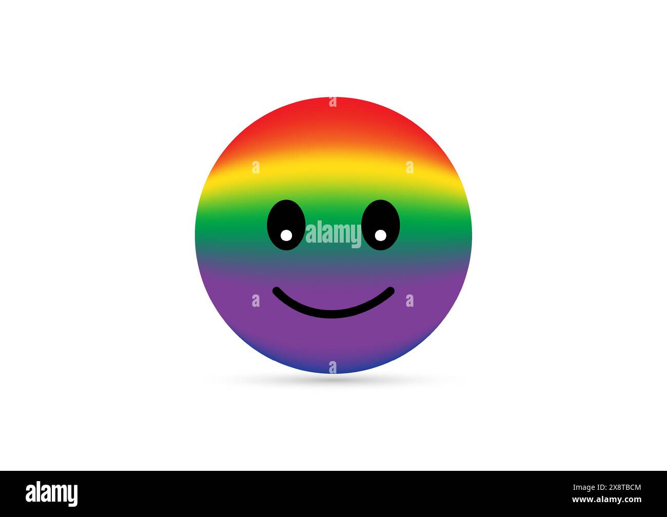 A vibrant rainbow-colored smiley face emoji on a white background ...
