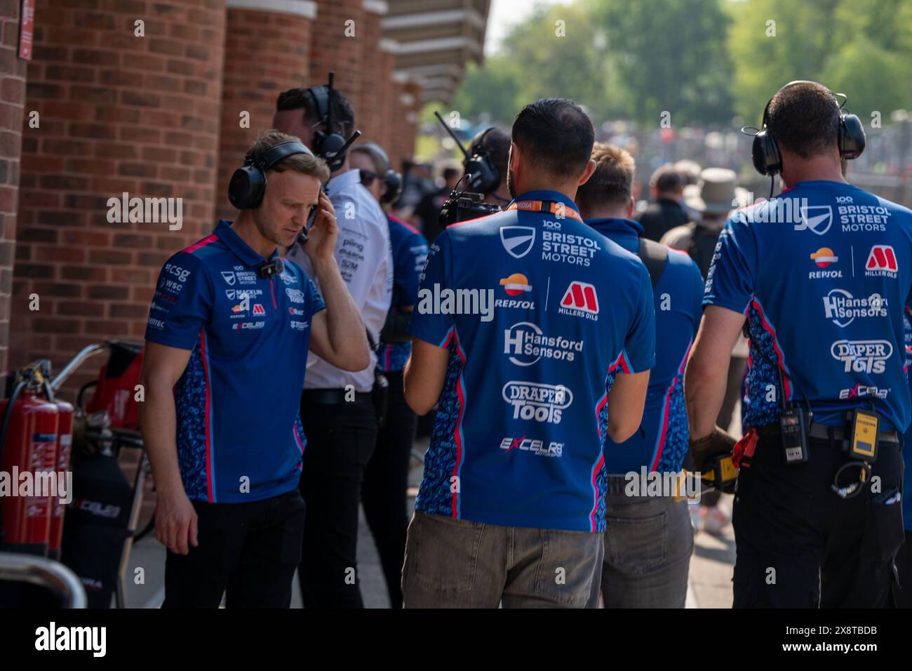 Excelr8 Motorsport team members pit lane round 5 Brands Hatch Indy during the BTCC British ...