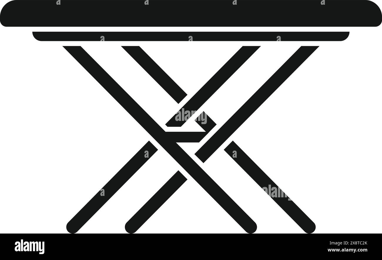 Vector illustration of a simple folding table icon in a solid black ...