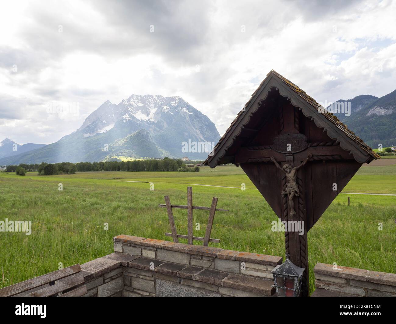 Wayside shrine, Christ on the cross, plague cross, behind Grimming ...