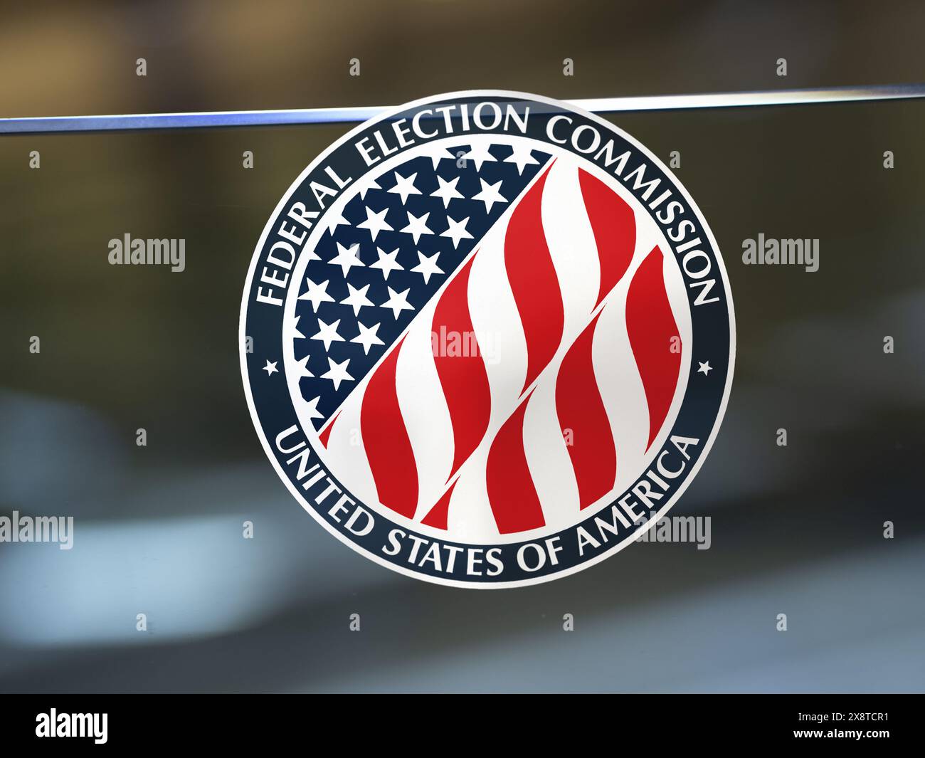 May 27th 2024, Federal Election Commission emblem on a window, the FEC ...
