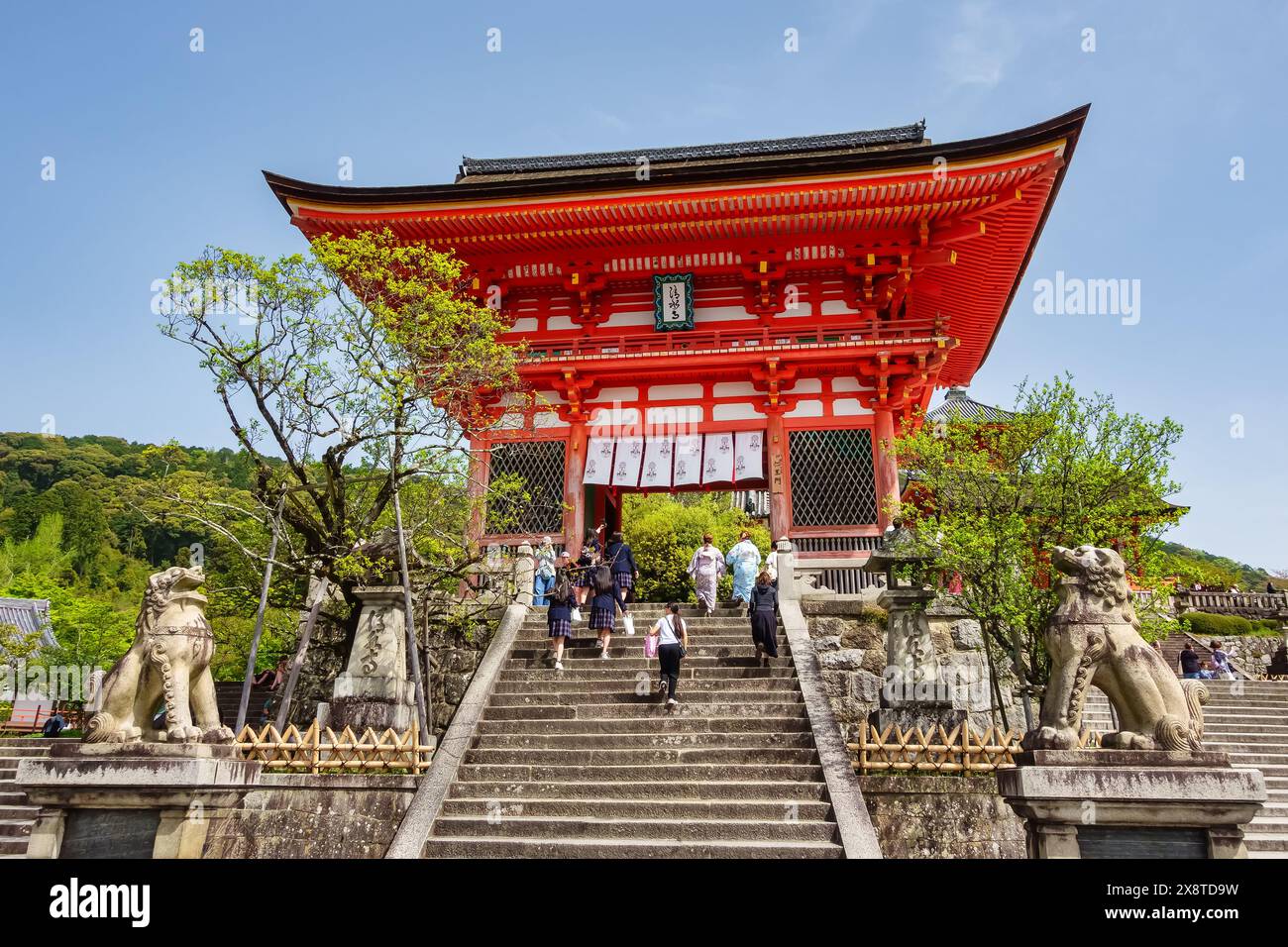 Kyoto, Japan, April 17, 2024: Impressive red pagoda with grand ...