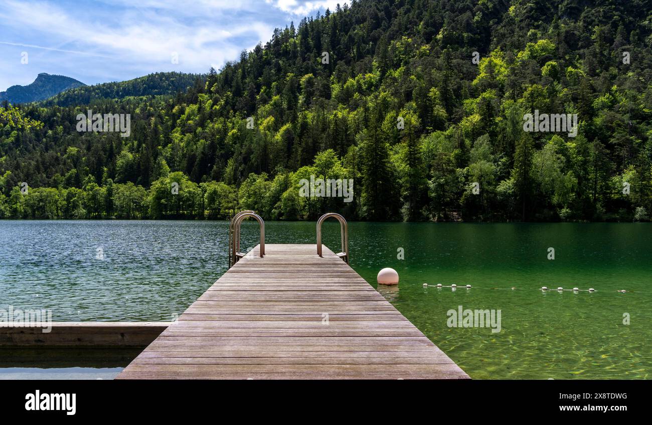 Swimming pool at Lake Thumsee, Bad Reichenhall, Bavaria, Germany Stock ...