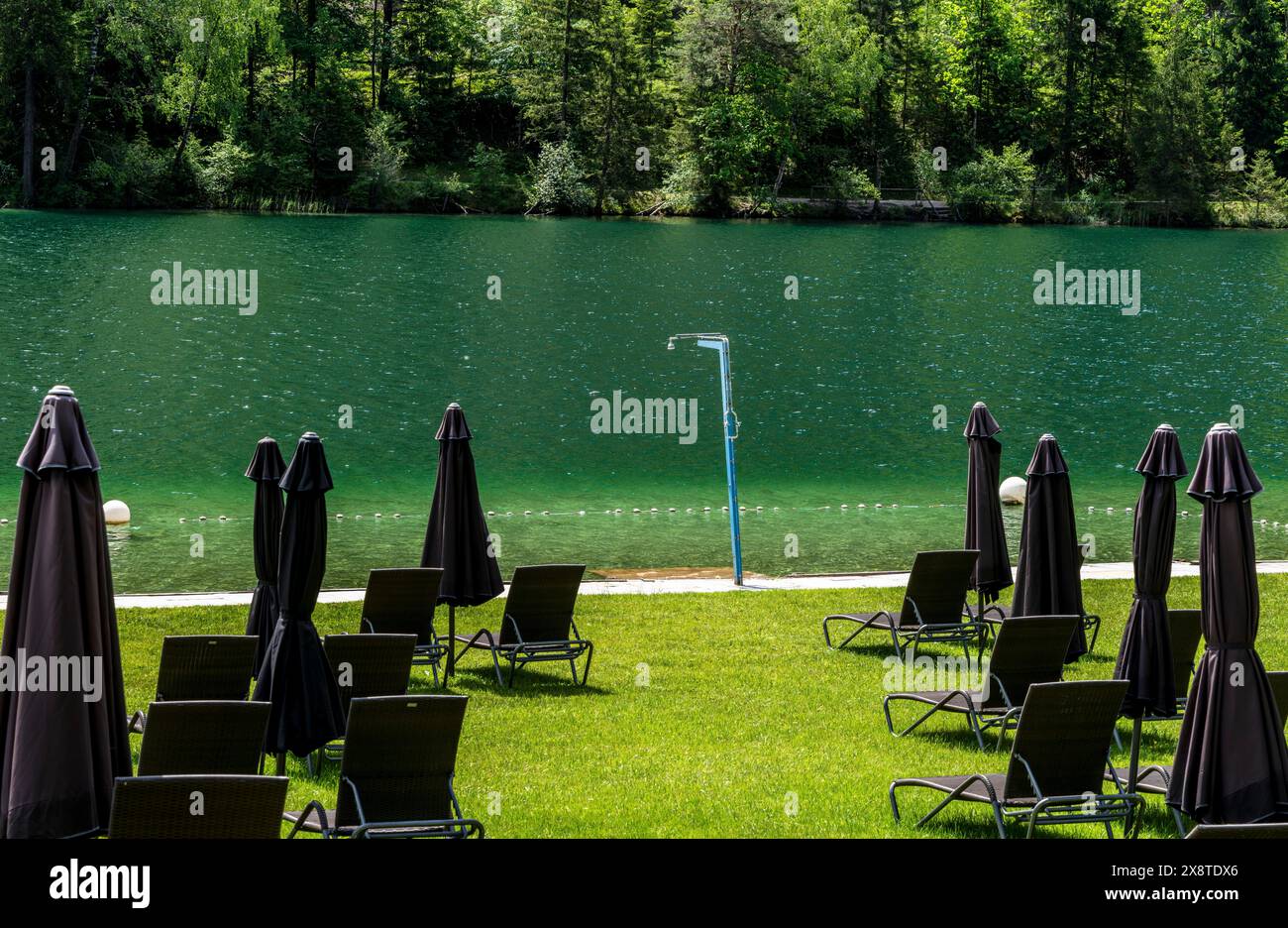 Swimming pool at Lake Thumsee, Bad Reichenhall, Bavaria, Germany Stock ...