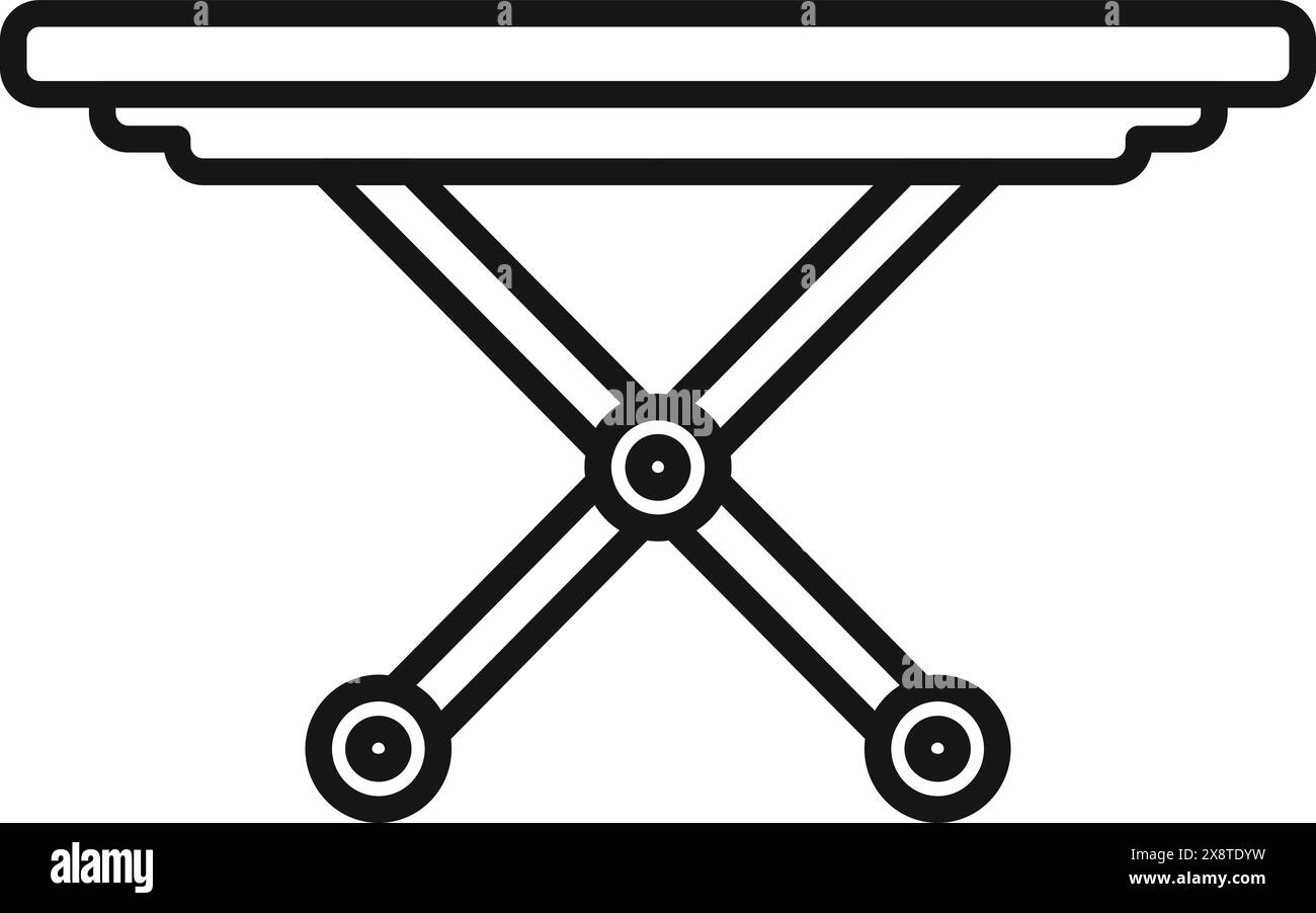 Vector illustration of a simple foldable table icon in black and white ...