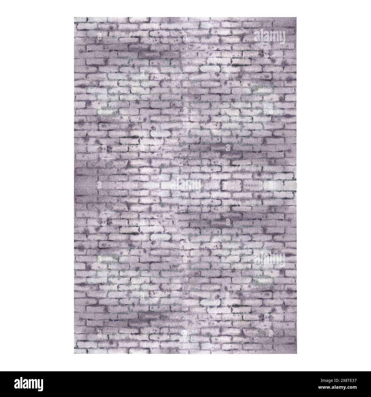 A brick wall. An empty gray wall. The watercolor illustration is made ...