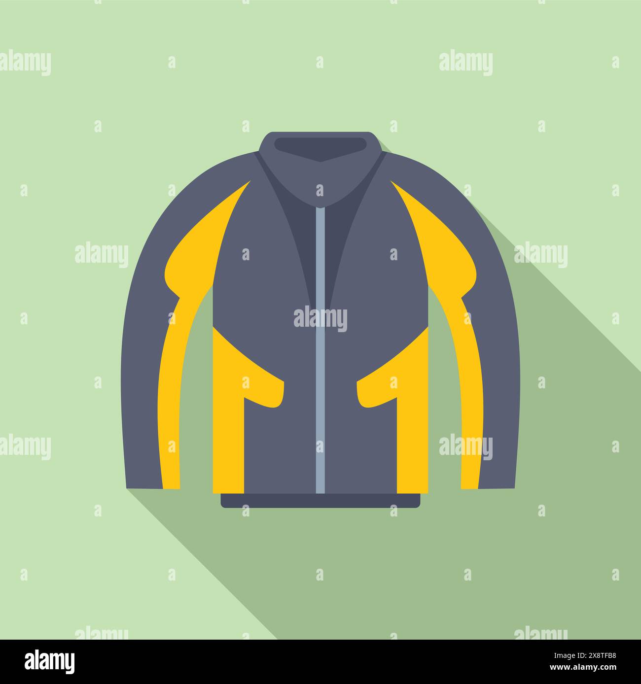 Modern flat design of a stylish sporty jacket with yellow accents on a ...