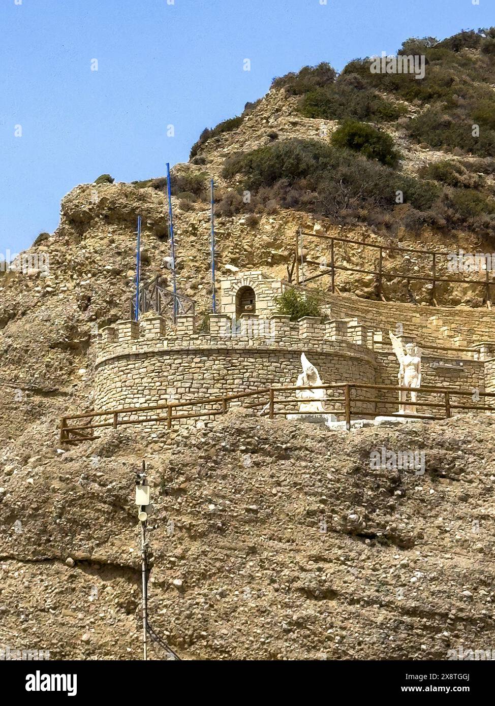 View of rock with hiding place of monument to Daedalus and Icarus on ...