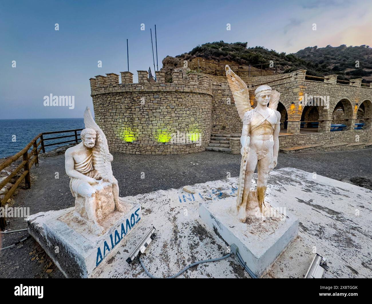 Photo taken at dusk evening mood of monument to Daedalus and Icarus on ...
