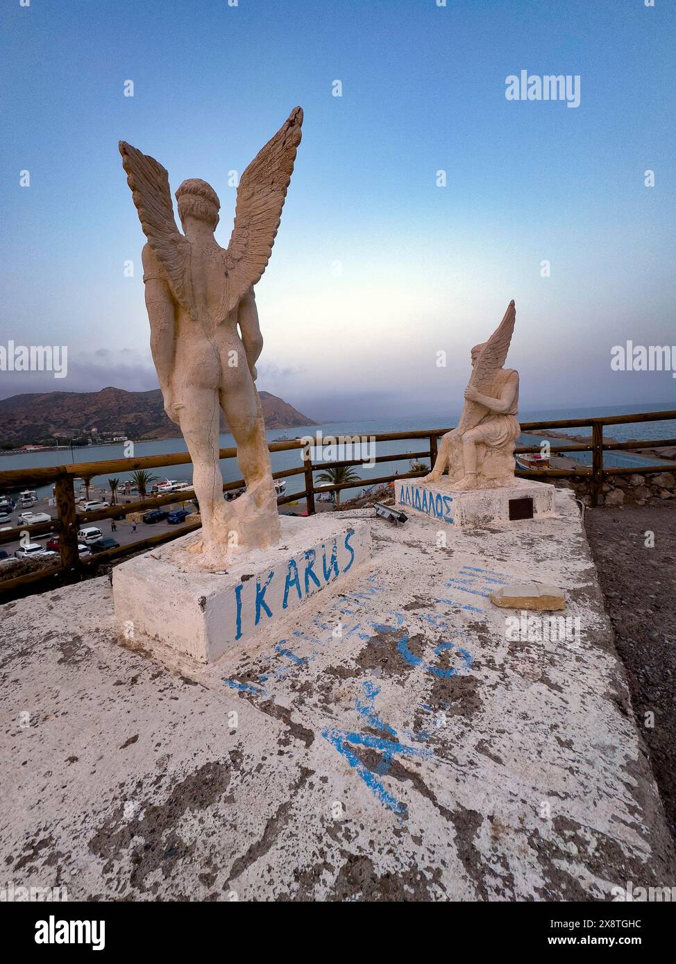 Photo taken at dusk evening mood of monument to Daedalus and Icarus on ...