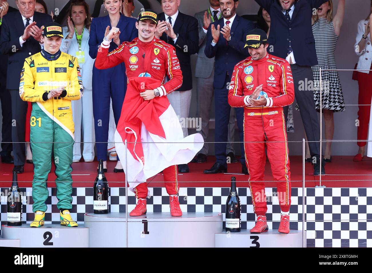 First Place Charles Leclerc of Scuderia Ferrari (C), Second Place Oscar ...