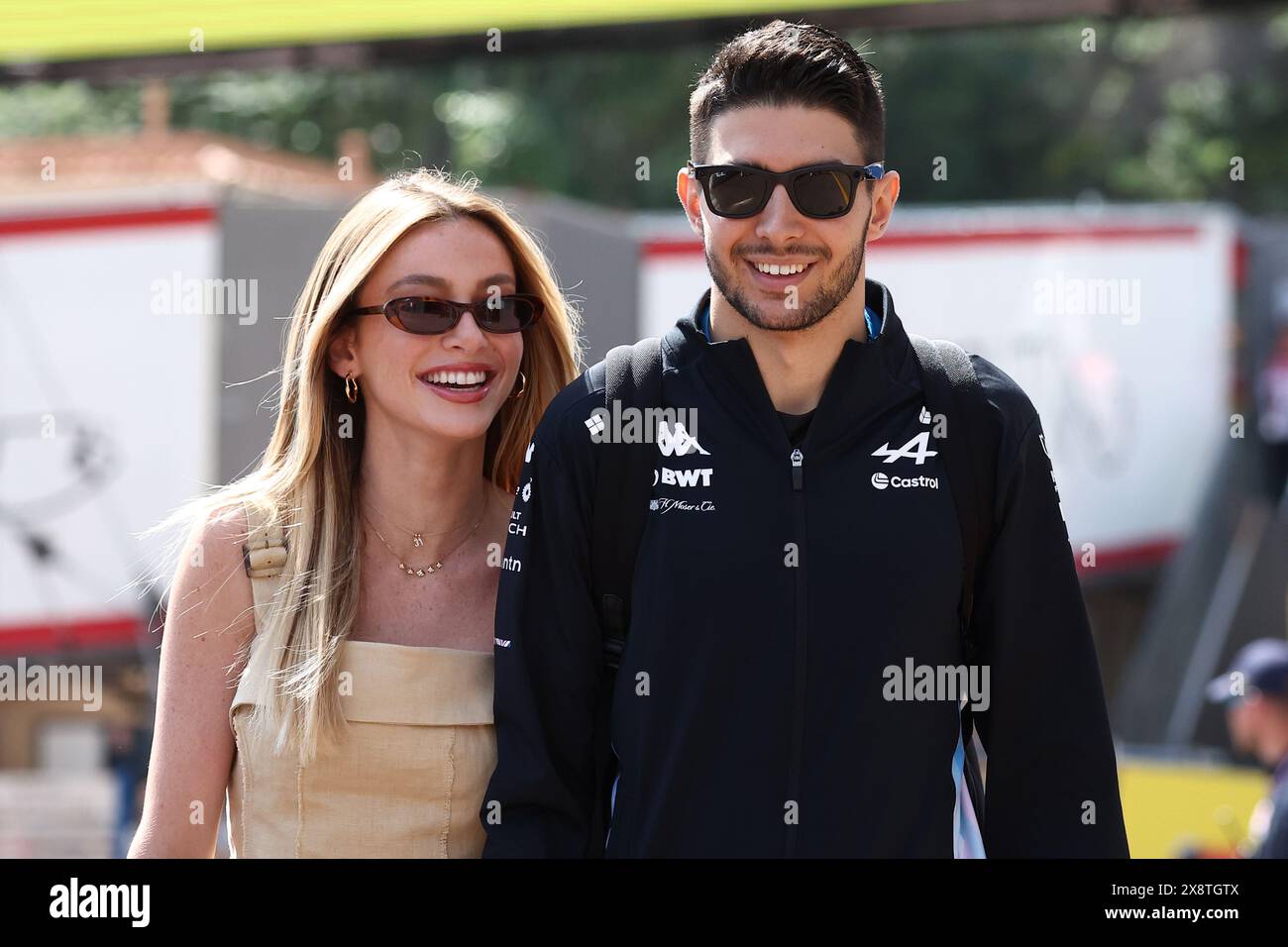 Esteban Ocon of Alpine F1 team and girlfriend Flavy Barla during the F1 ...