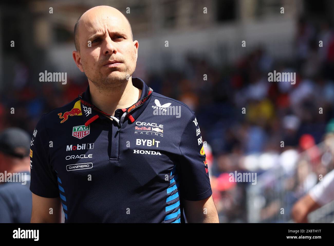Red Bull Racing race engineer Gianpiero Lambiase looks on during the F1 Grand Prix of Monaco at ...