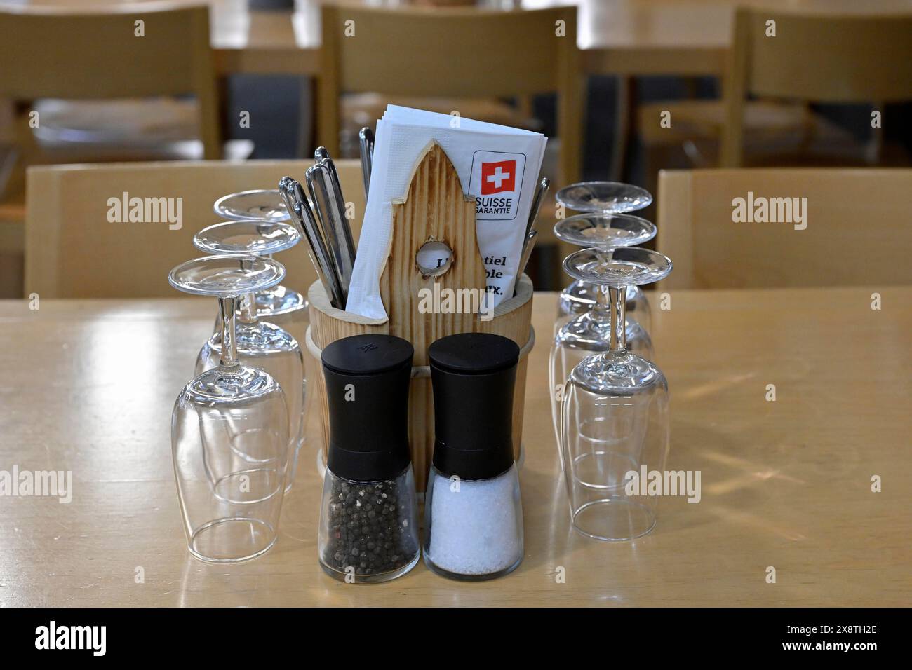 Table glasses and cutlery Stock Photo - Alamy