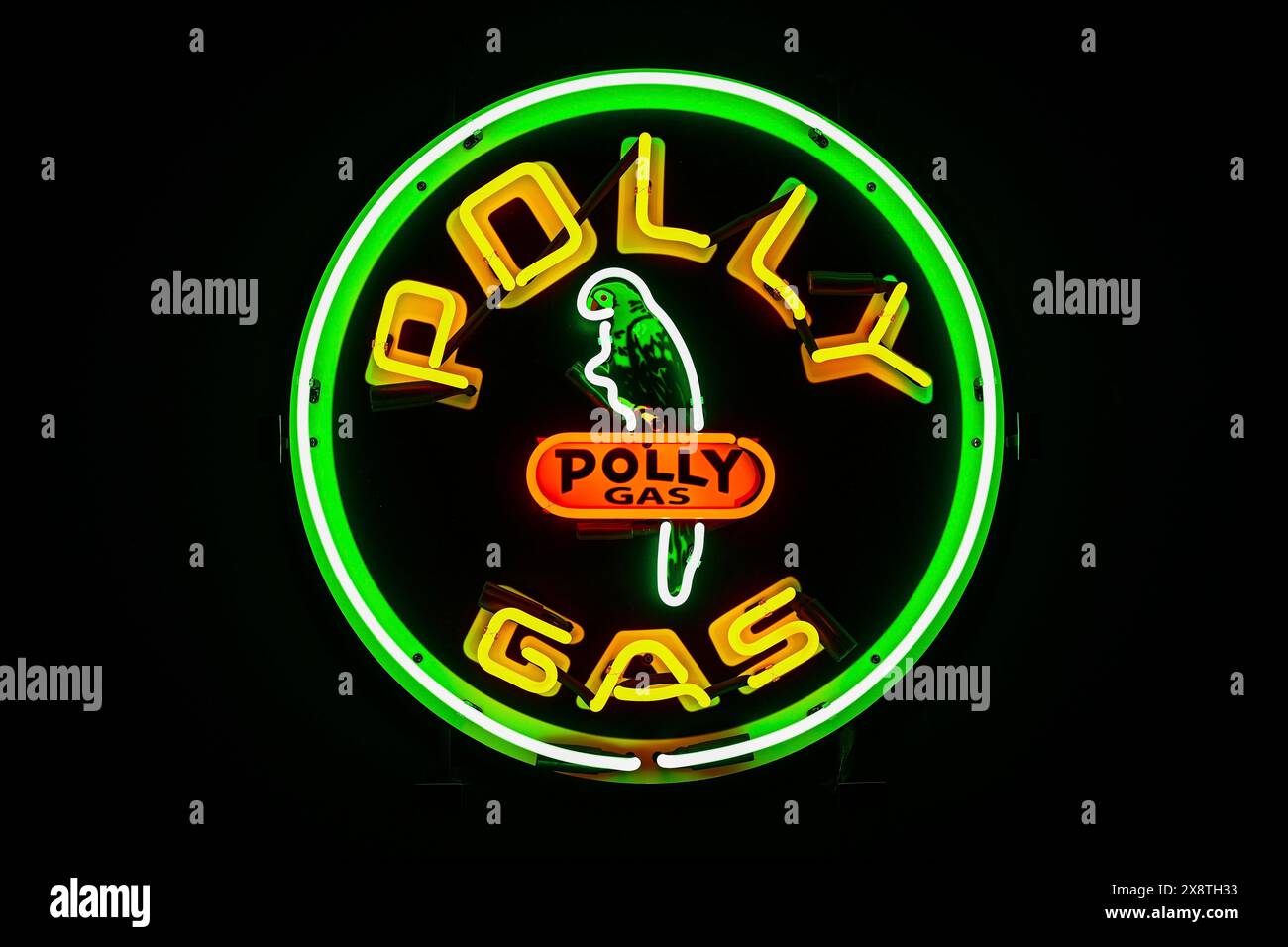 Illuminated advertising Polly Gas Stock Photo - Alamy