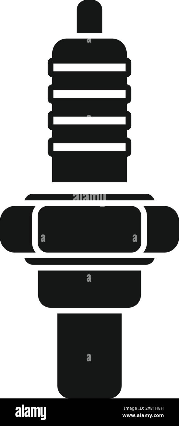 Vector illustration of a spark plug silhouette in a simple black and white design Stock Vector ...