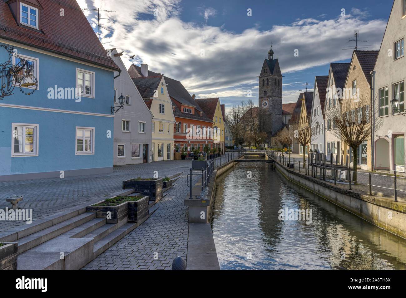The Evangelical Lutheran Church of Our Lady and the picturesque buildings along the Memminger ...