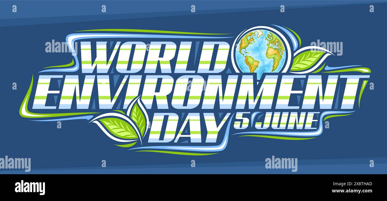 Vector logo for World Environment Day, decorative sign board with ...