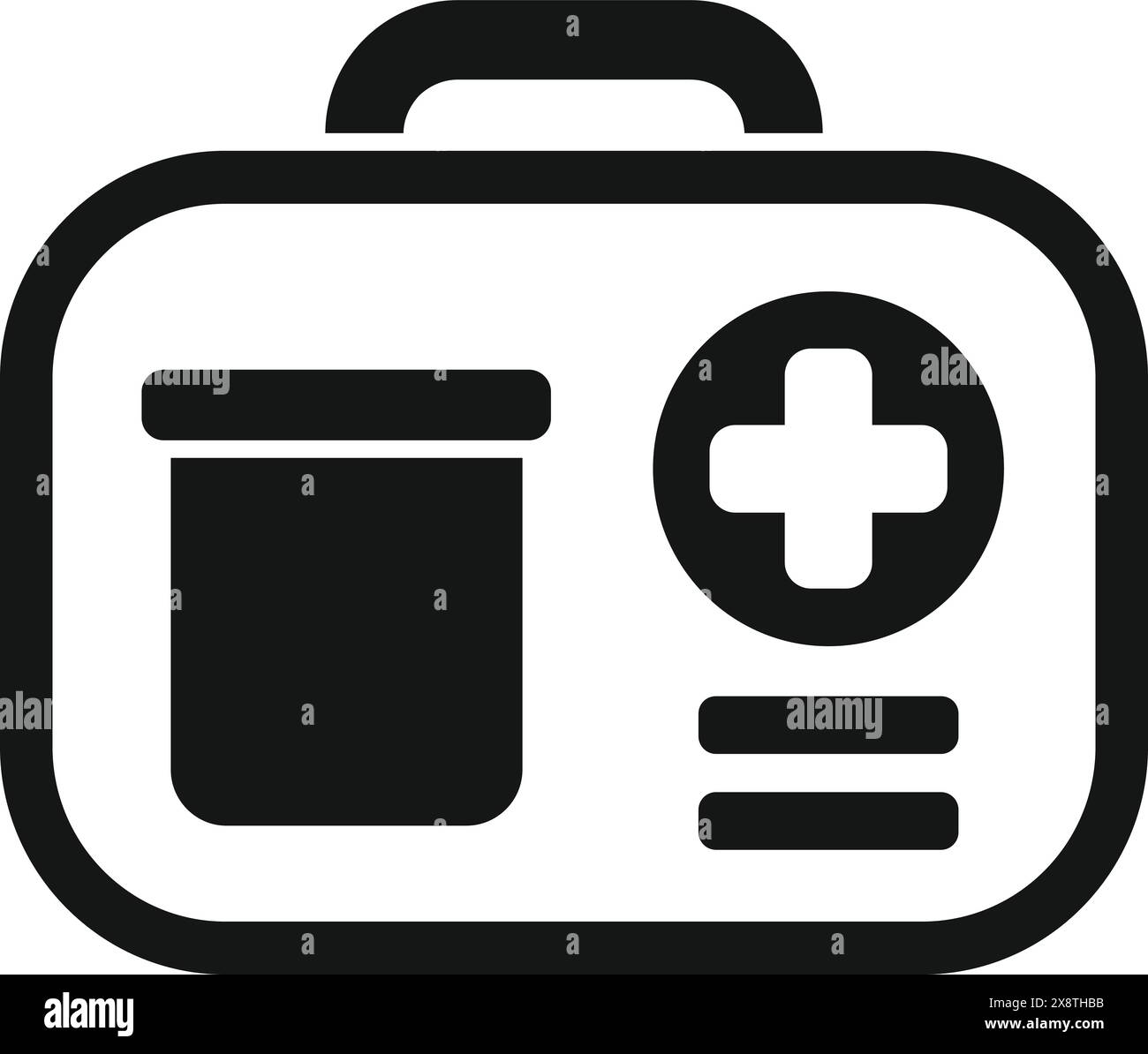 Black and white vector illustration of a simple first aid kit icon ...