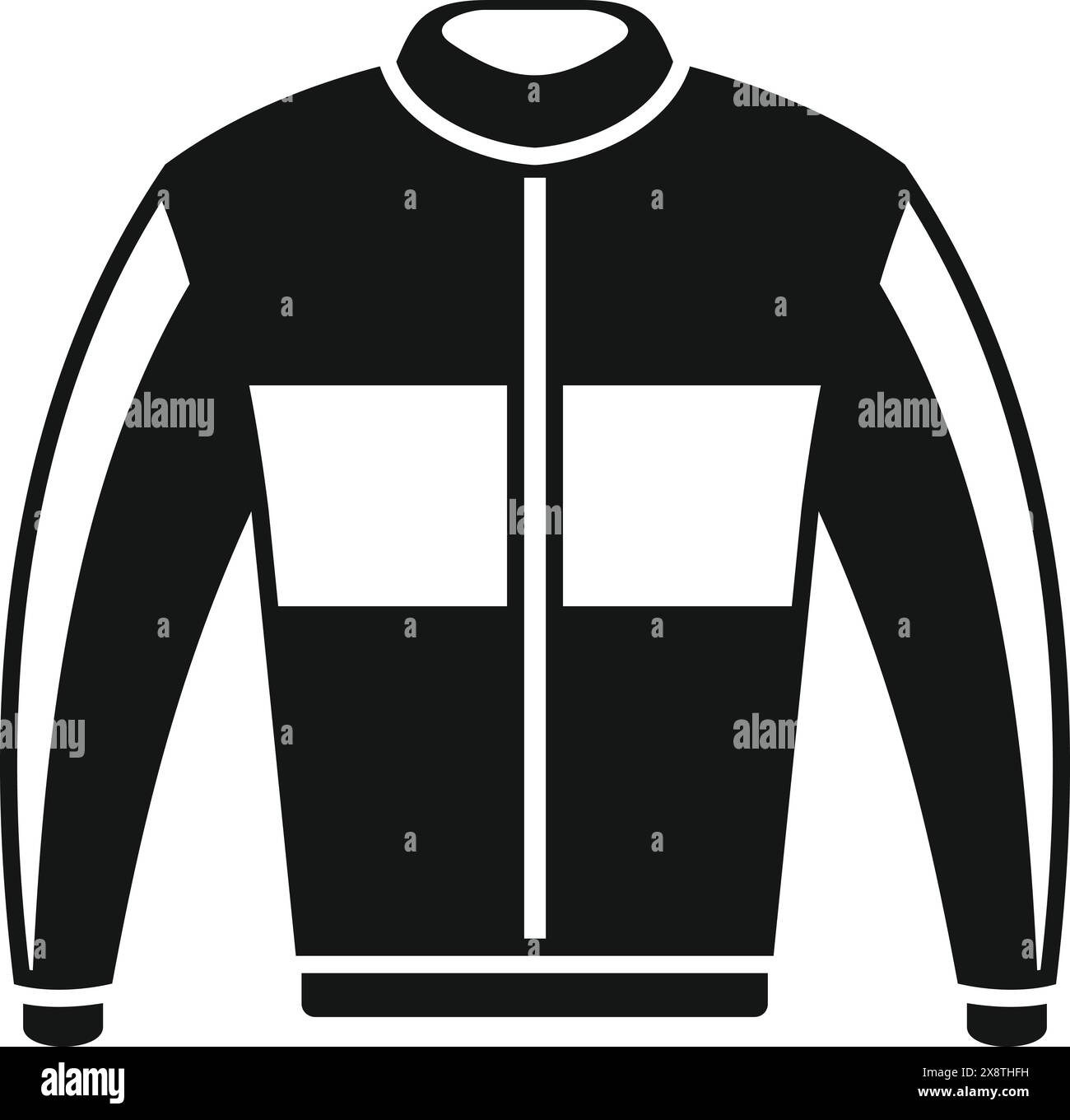 Vector illustration of a simple black and white jacket with a zippered ...