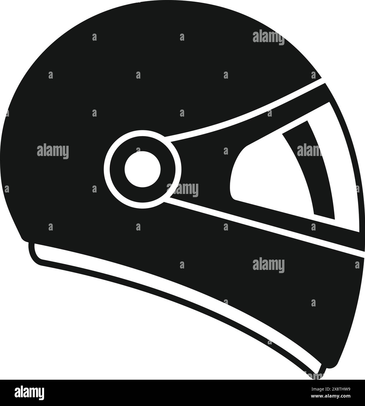 Vector illustration of a black racing helmet silhouette for motorsport ...