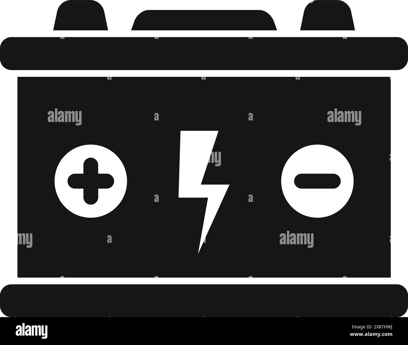 Car battery icon illustration in black and white for automotive ...