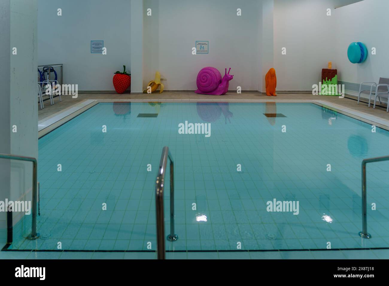 Tel-Aviv, Israel - May 23, 2024: View of a toddlers swimming pool, in a ...