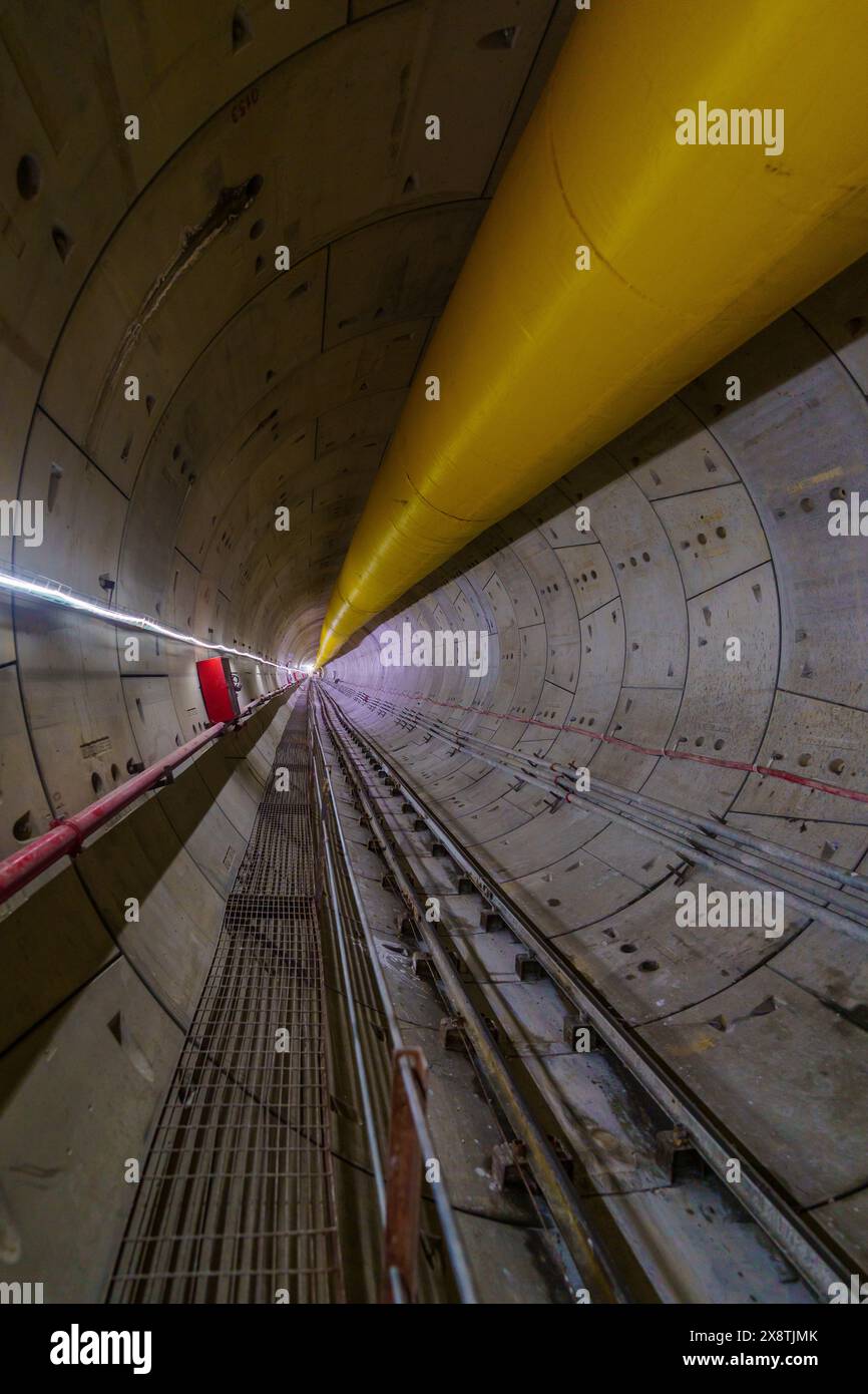 Tel-Aviv, Israel - May 23, 2024: View of a subway tunnel working site ...