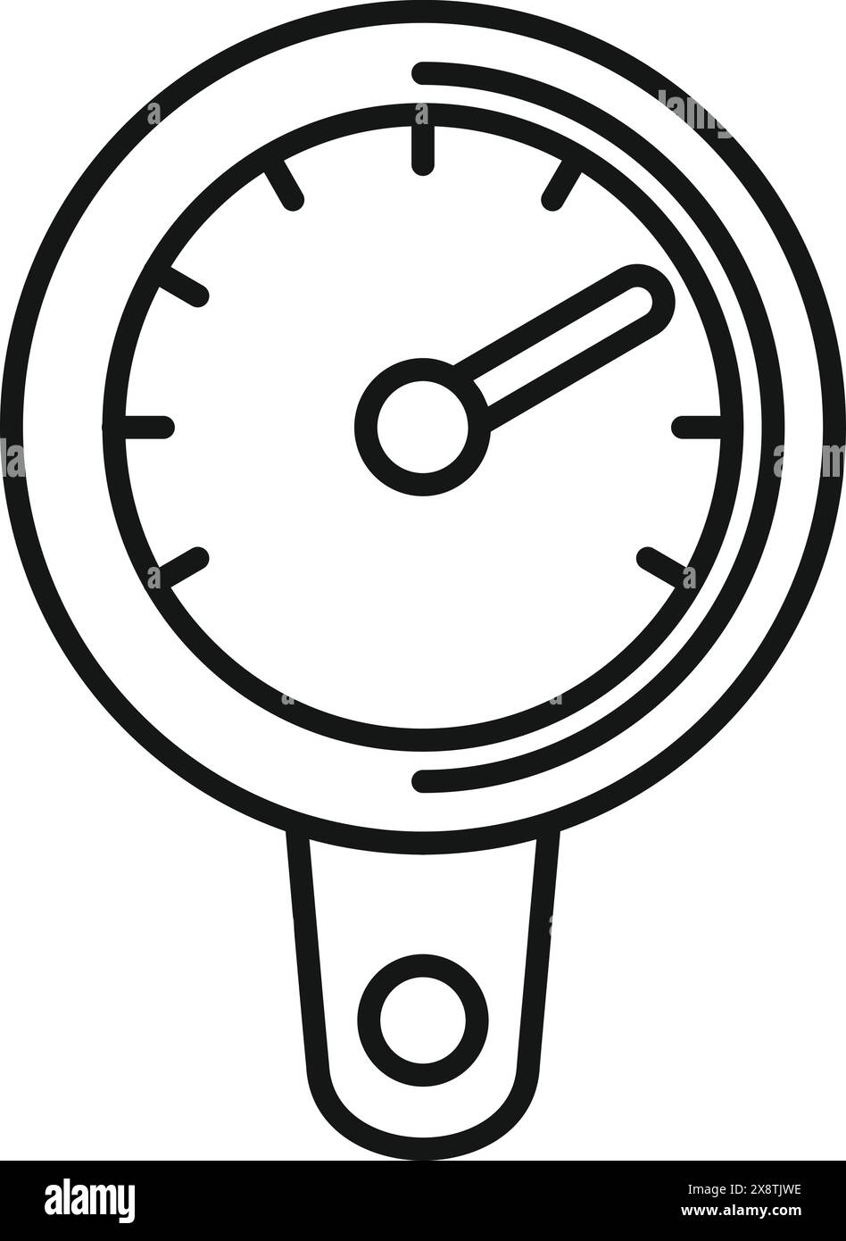 Black and white line drawing of a pressure gauge, ideal for technical ...