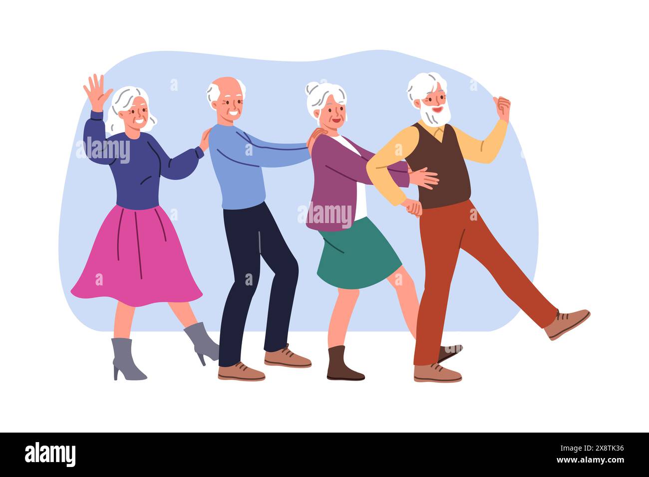 Elderly people dance together at party, rejoicing at long-awaited ...
