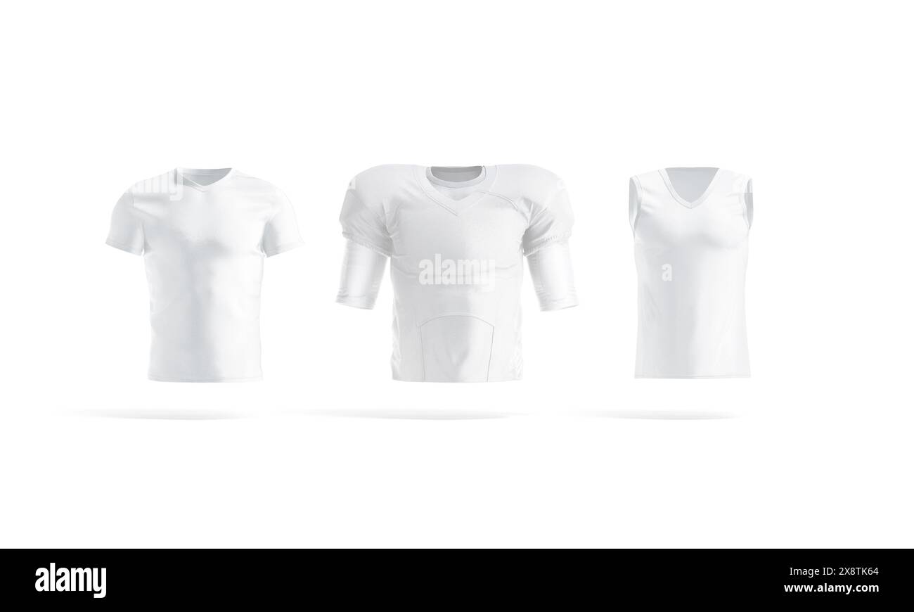 Blank white football and basketball t-shirt jersey mockup, front view ...