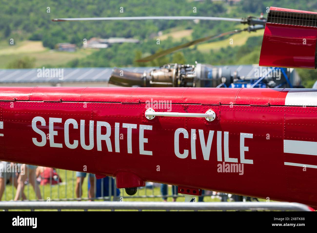 Gap Tallard Airshow, France, 26th May 2024. Tail boom of a French civil ...